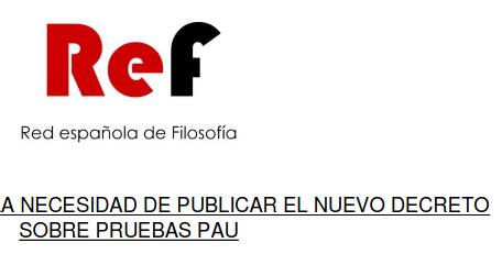 Comunicado de la REF sobre las PAU – SEPFi